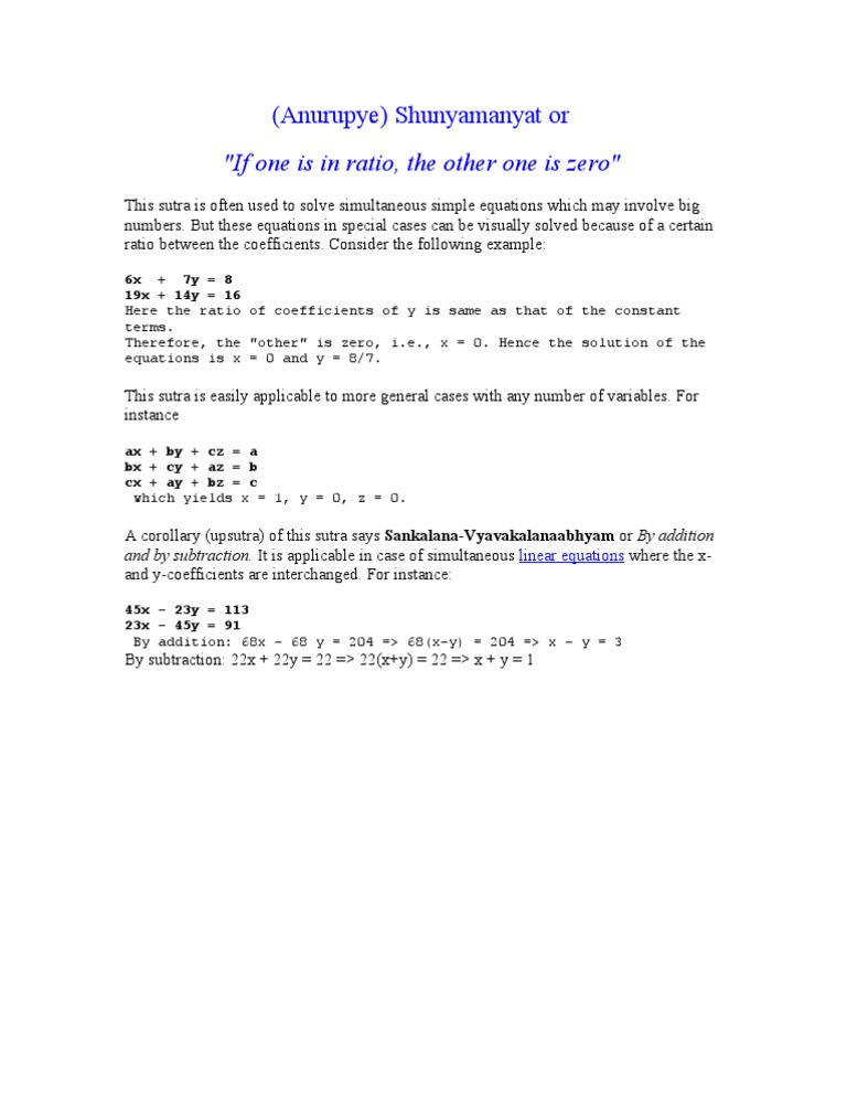 Vedic Math for Solving Equations | PDF | Teaching Methods & Materials
