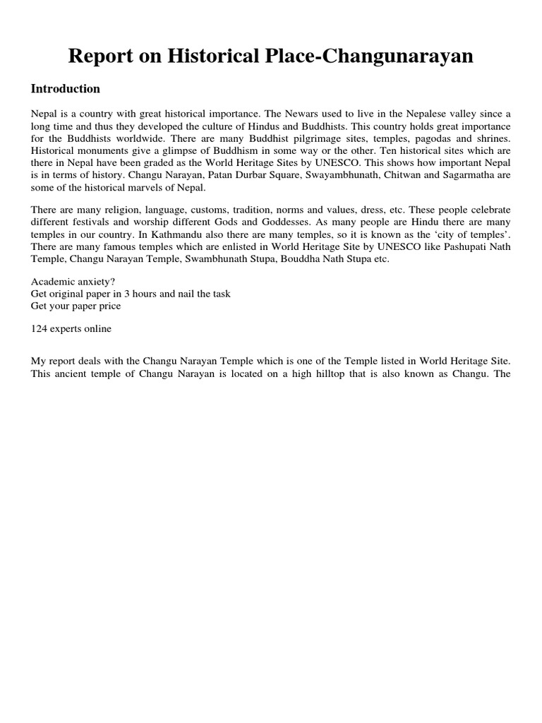 Report On Historical Place-Changunarayan | PDF | Indian Religions