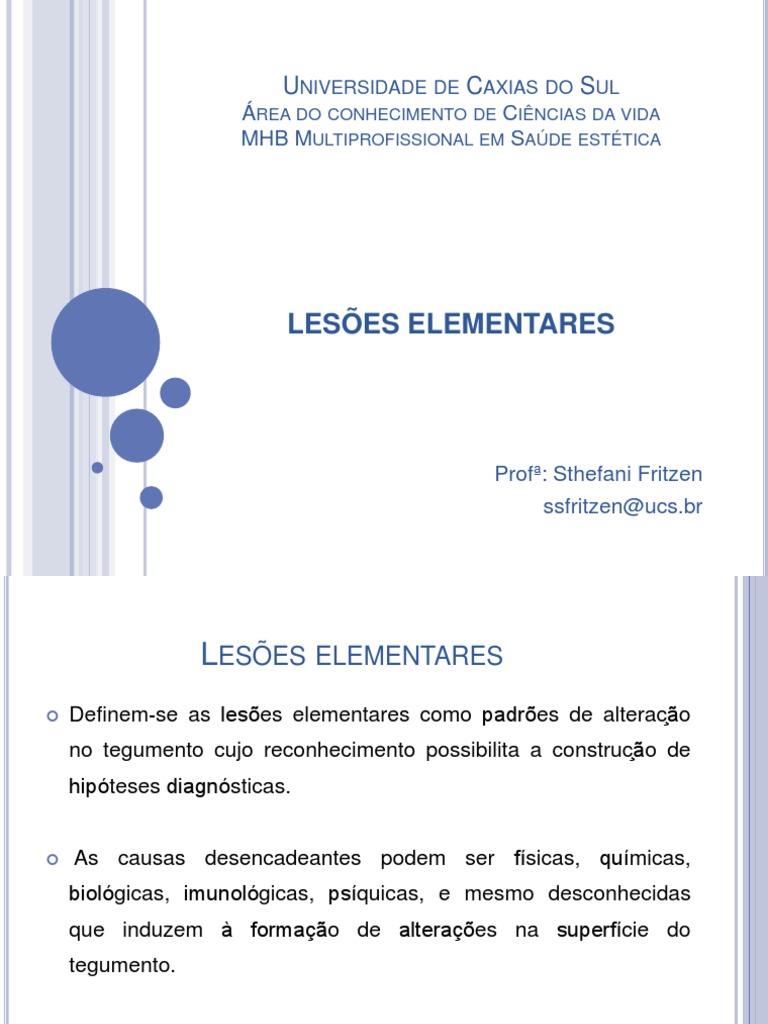 Lesões Elementares da Pele | PDF | Pele | Epiderme