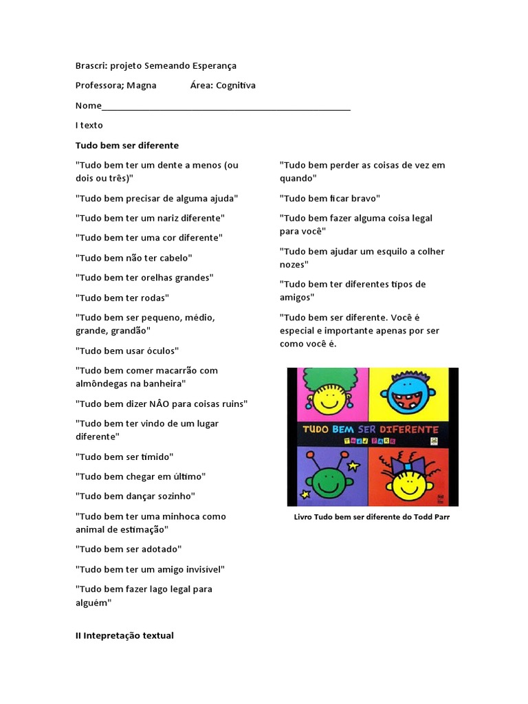 Texto Tudo Bem Ser Diferente | PDF