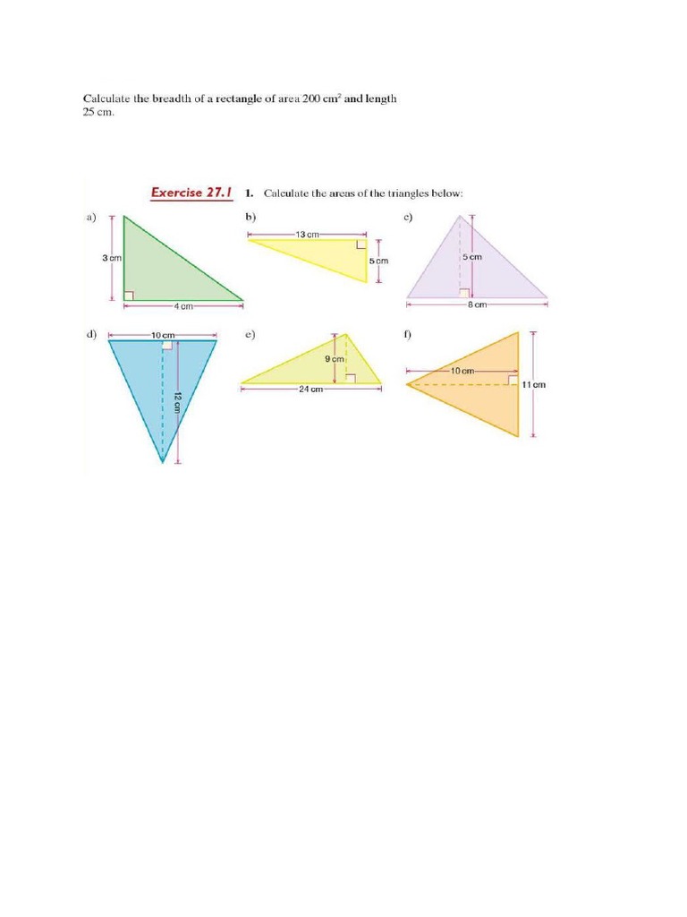 Mensuration Igcse Basic Sums Pdf