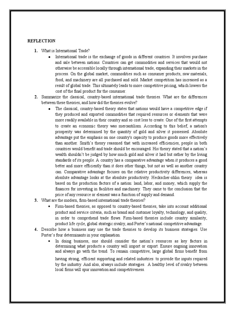 Bahao, Michaela Reflection | PDF | Comparative Advantage | Commodity