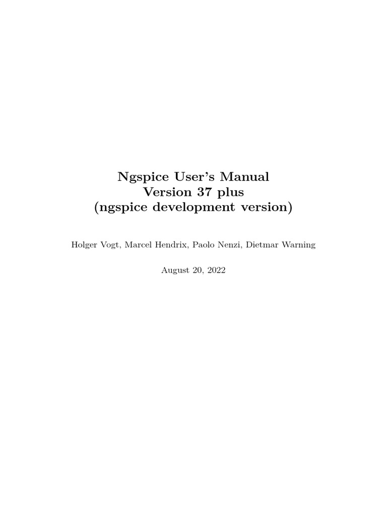 Ngspice User's Manual Version 37 Plus (Ngspice Development Version) | PDF | Bipolar Junction ...
