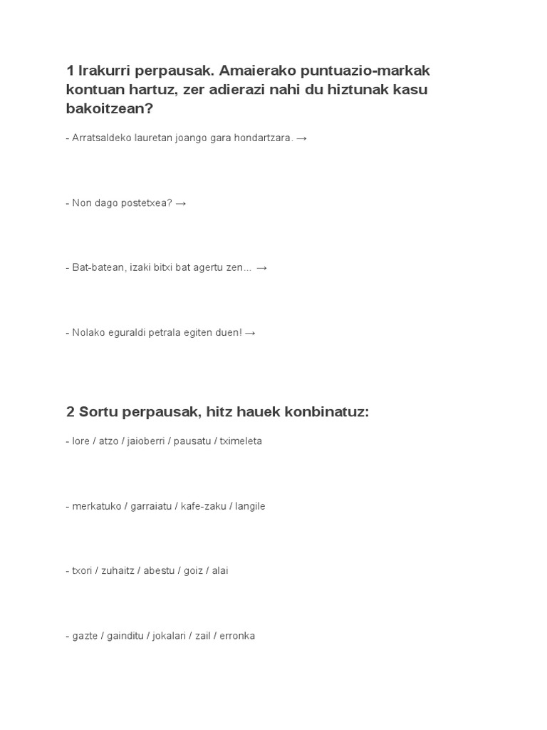 Perpausak - Ariketak | PDF Perpausak - Ariketak | PDF