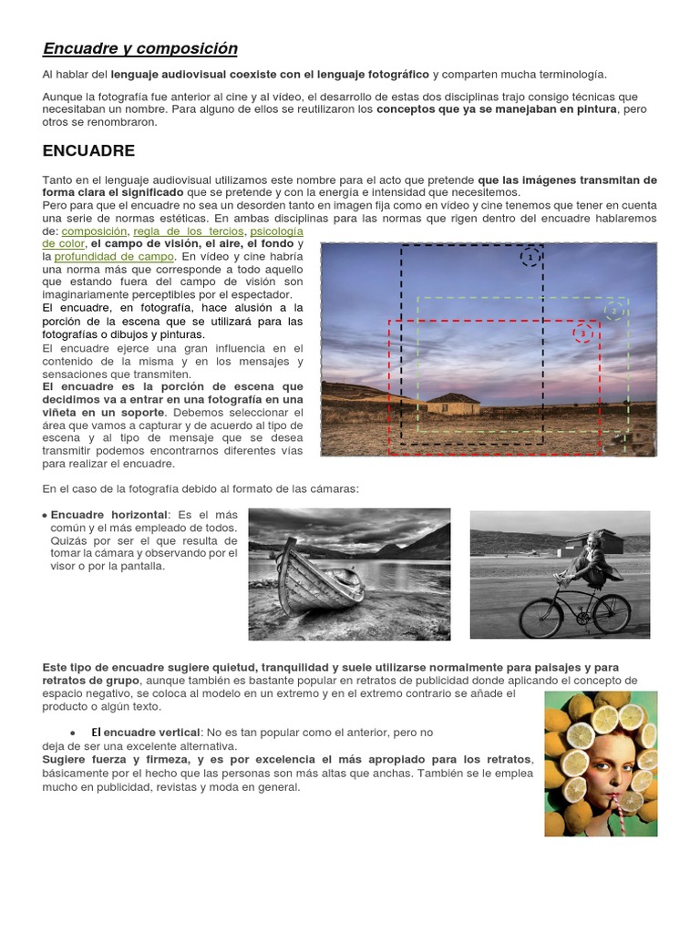 Tipos de Encuadre en Fotografía | PDF | Composición (artes visuales ...