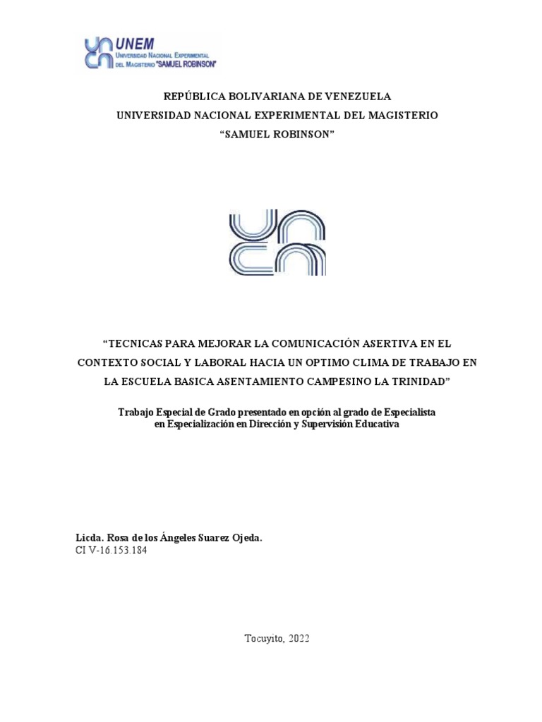 Trabajo Especial de Grado Presentado en Opción Al Grado de Especialista ...