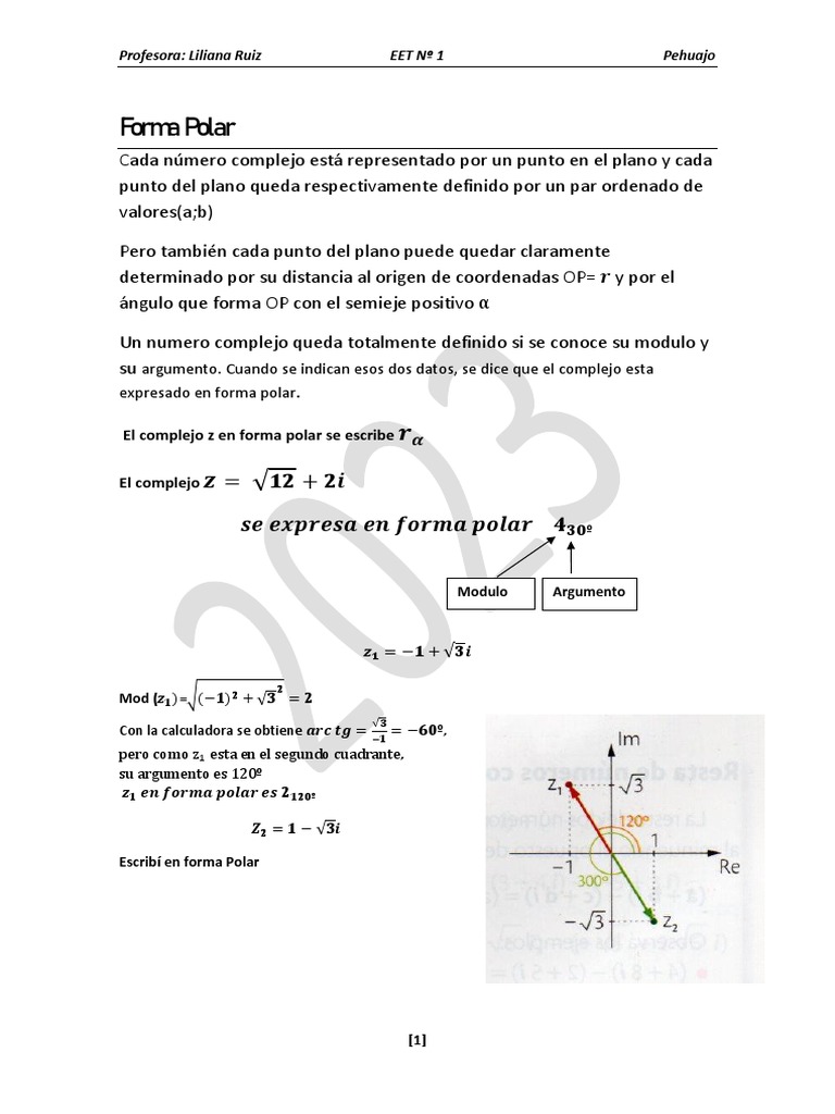 Numeros Complejos Foma Polar y Trigonomerica | PDF | Número complejo ...