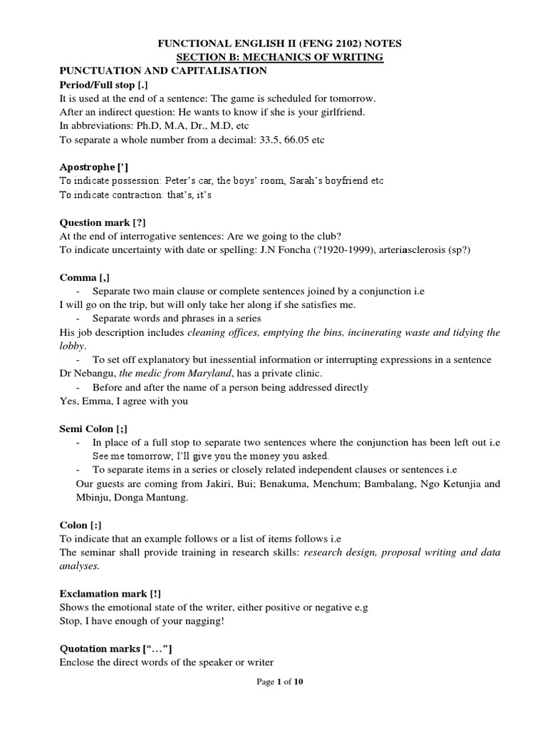 Functional English Notes 2202 | PDF