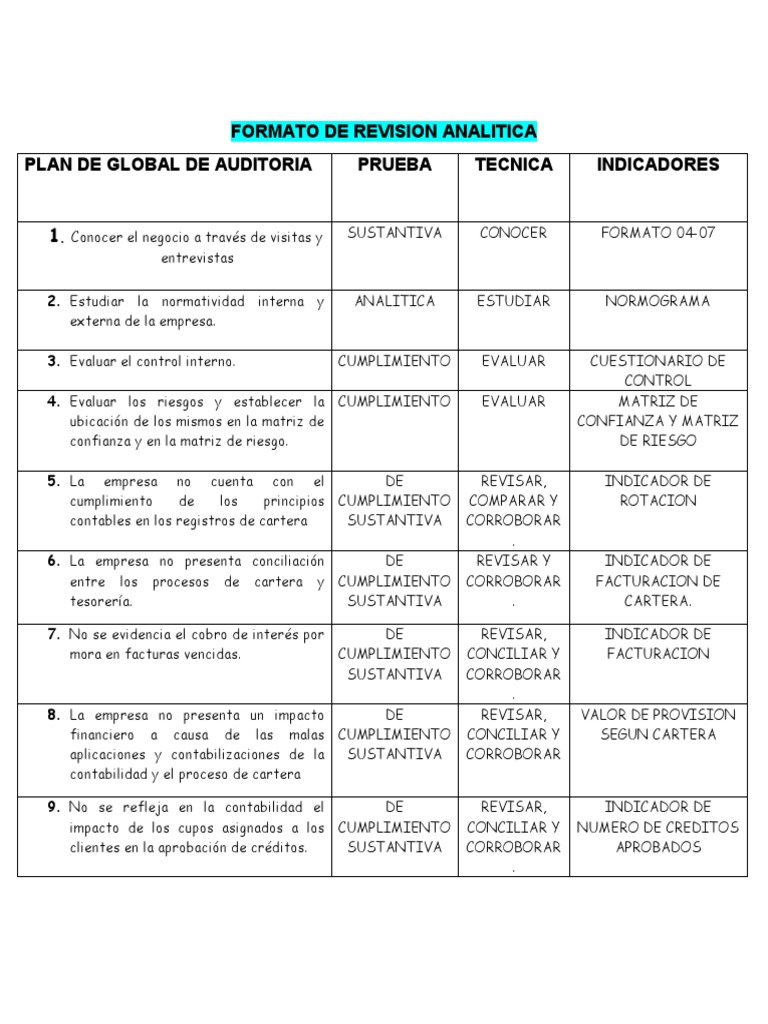 Formato de Revision Analitica | PDF