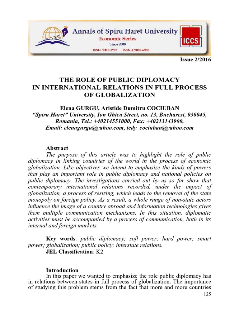Public Diplomacy in Globalization | PDF | Public Diplomacy | Power ...