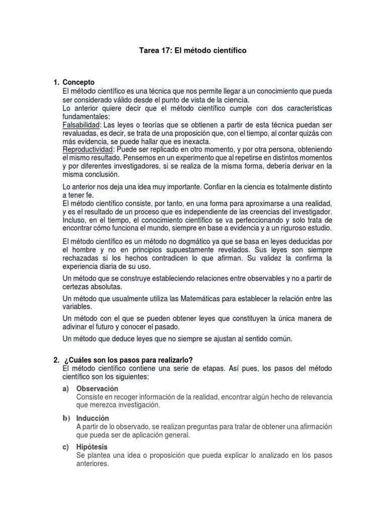 Tarea 17 El Método Científico - MáximoCortez | PDF | Método científico | Experimentar