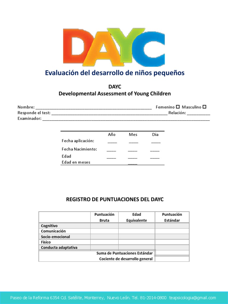 Evaluación Infantil con DAYC | PDF | Relaciones personales, crianza y ...