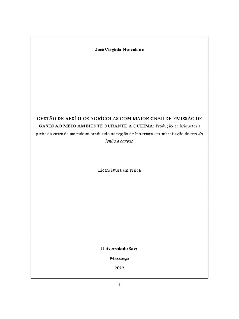 Jose Virginia Herculano-Fisica Massinga | PDF | Agricultura | Combustão