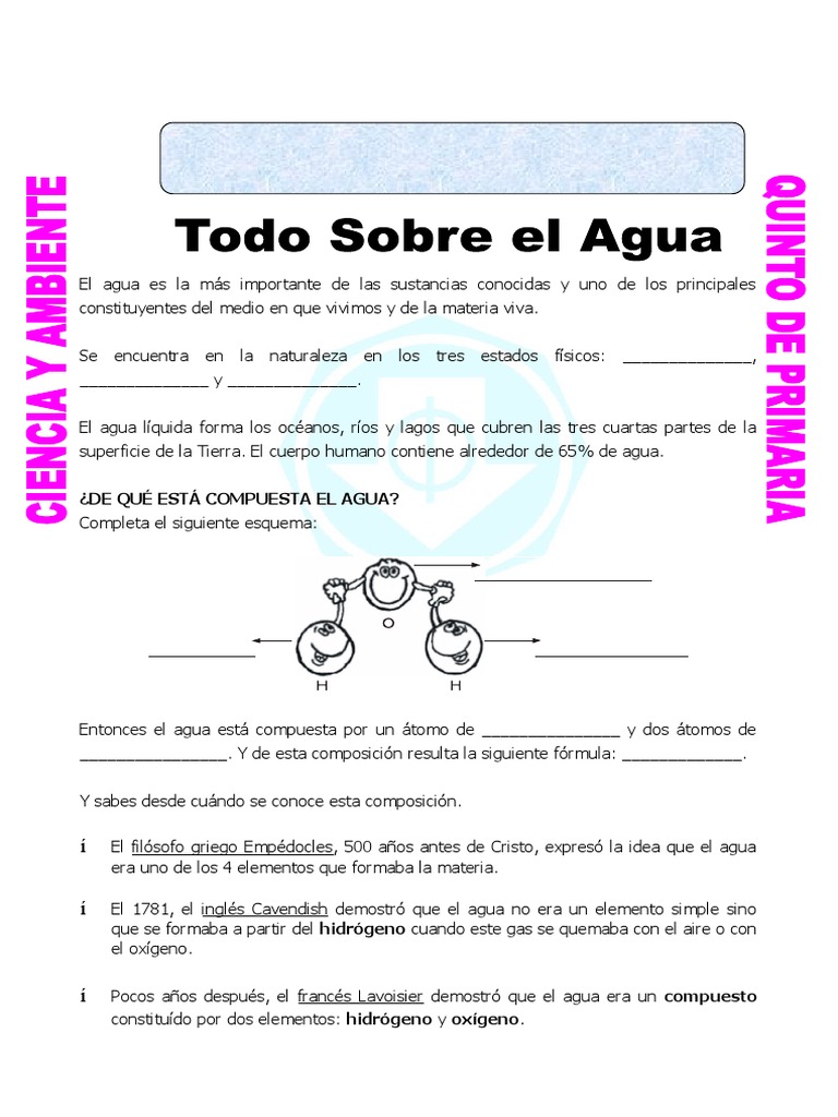 Ficha Todo Sobre El Agua para Quinto de Primaria | PDF | Agua | La ...