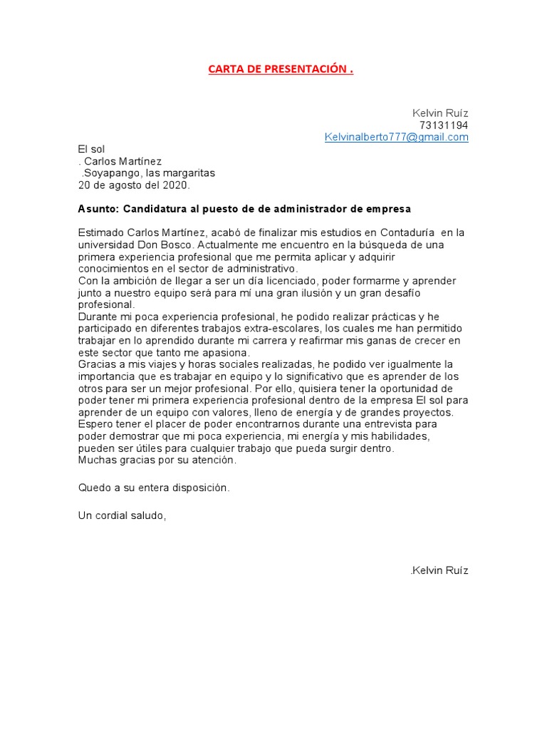 Carta de Representación. | PDF