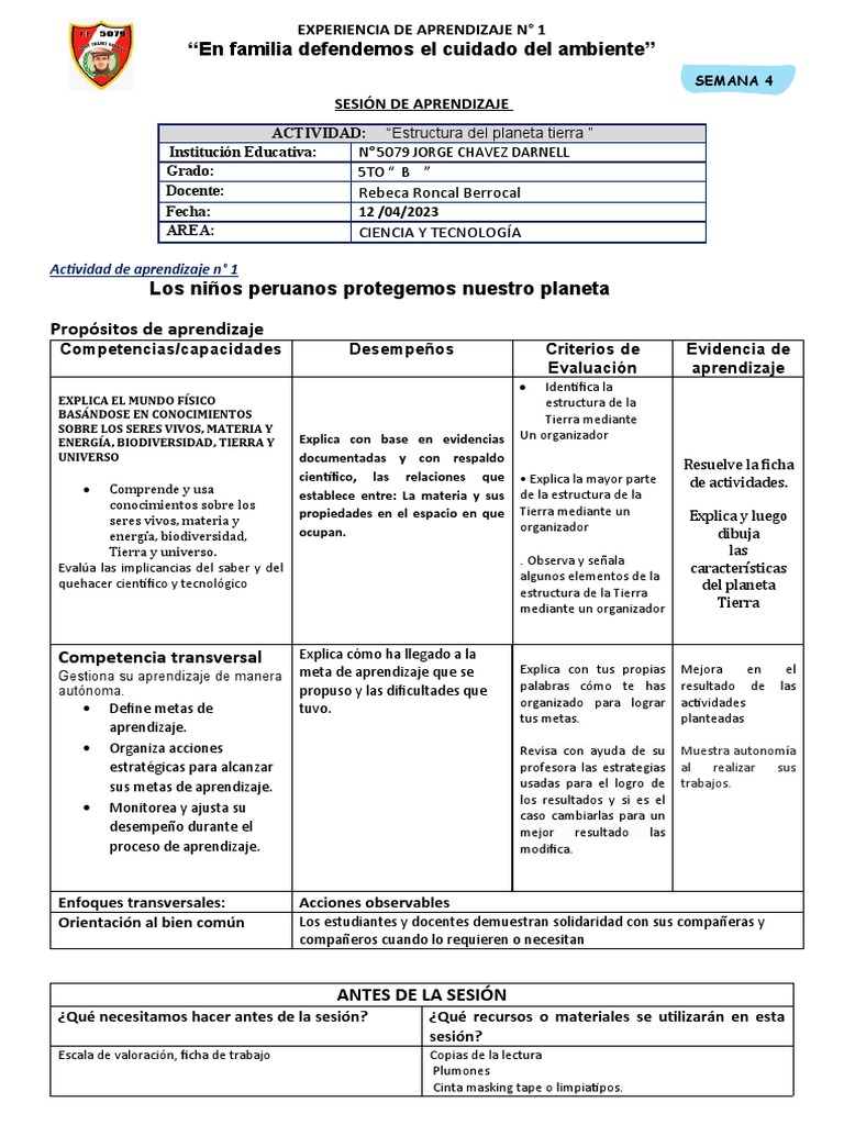 Sesión Cyt 12 Abril | PDF | Aprendizaje | Evaluación