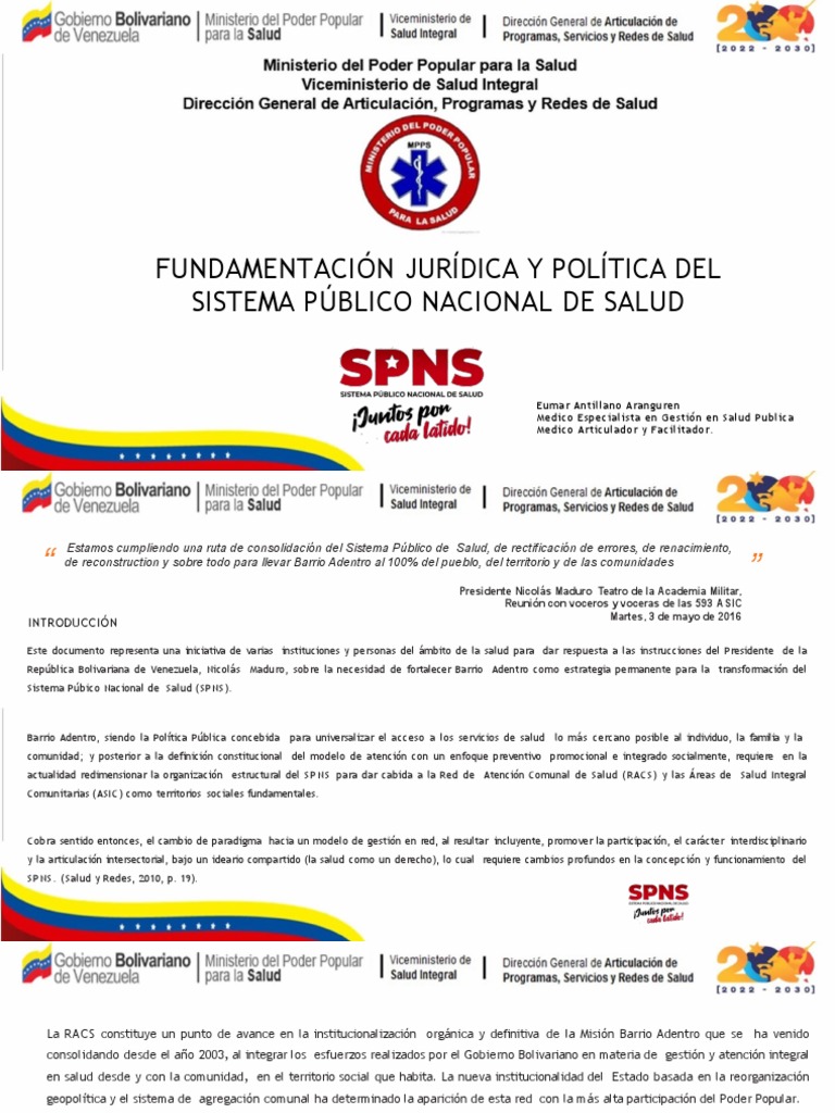 Fundamentación Jurídica Y Política Del Sistema Público Nacional de ...