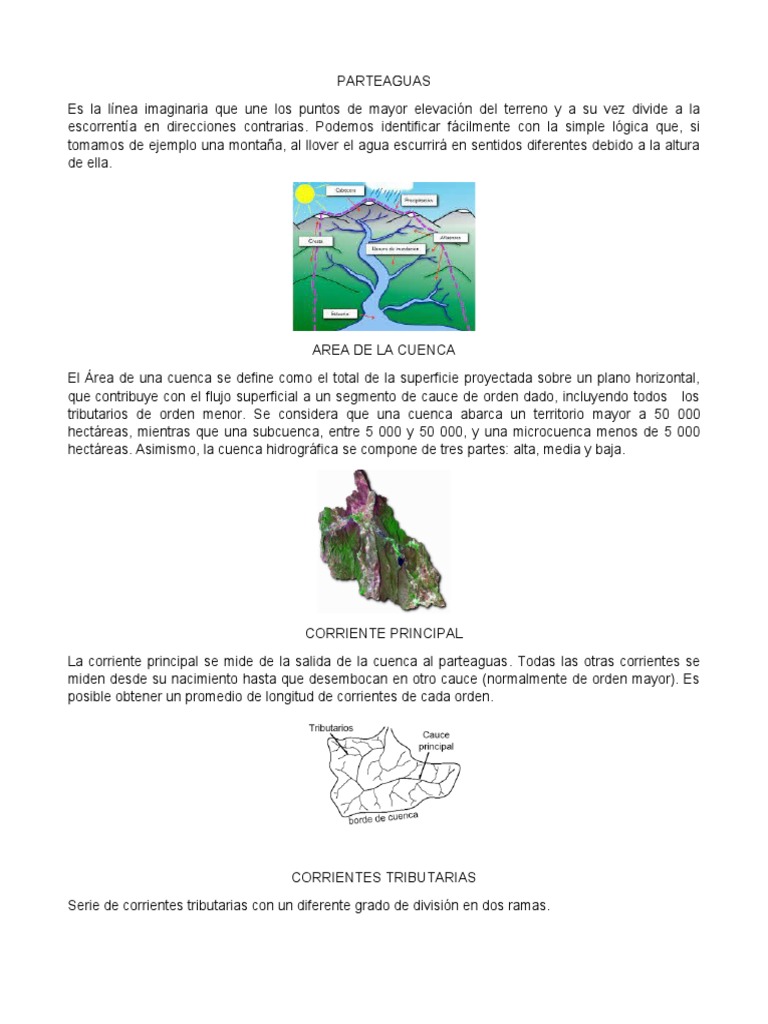 Definición de Parteaguas en Hidrología | PDF | Cuenca de drenaje | Longitud