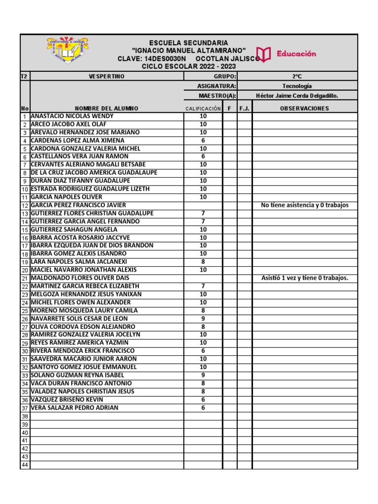 Tec - Vesp.v 2022-2023 | PDF
