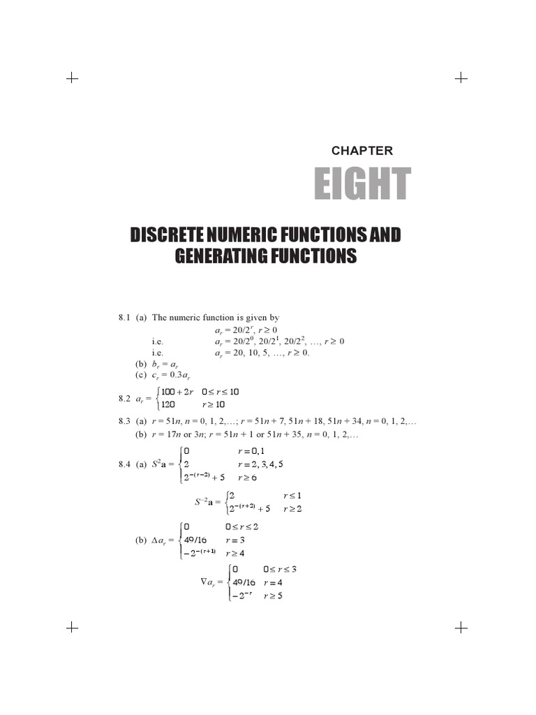Eight: Discrete Numeric Functions and Generating Functions | Download Free PDF | Mathematical ...