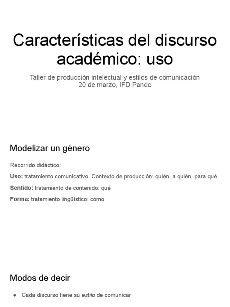 Características Del Discurso Académico: Uso | PDF