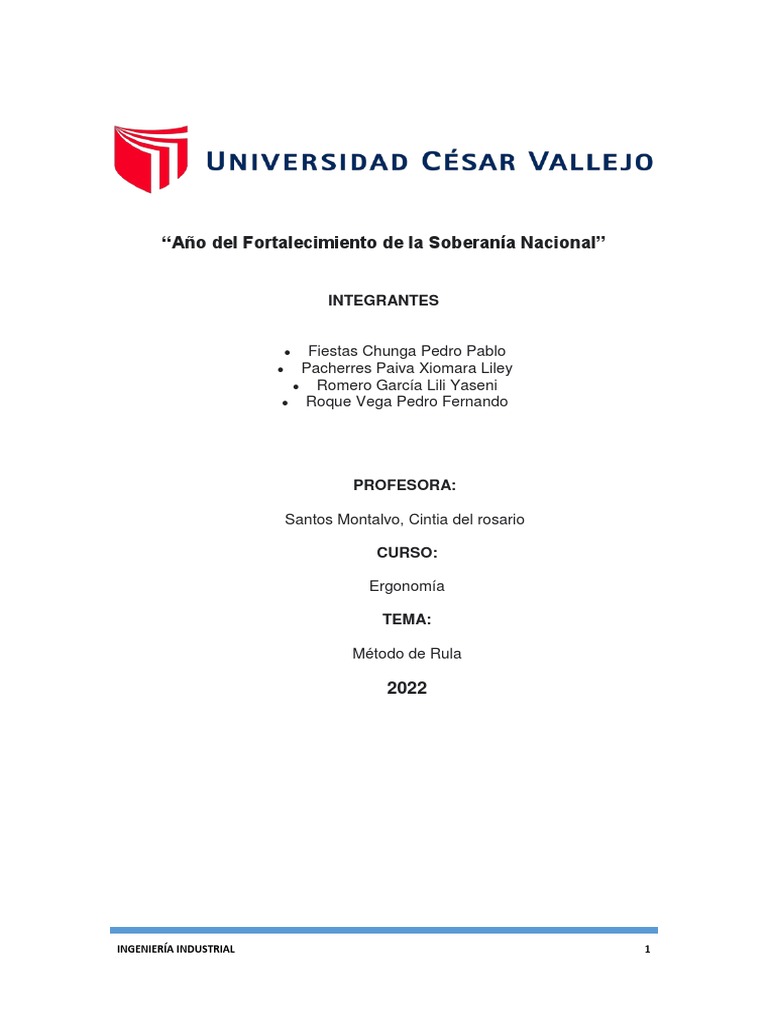 Estructura Método RULA | PDF | Factores humanos y ergonomía