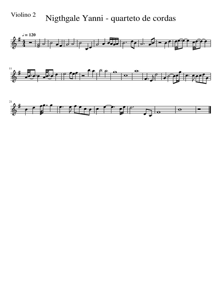 Nigthgale Yanni - Quarteto de Cordas: Violino 2 | PDF