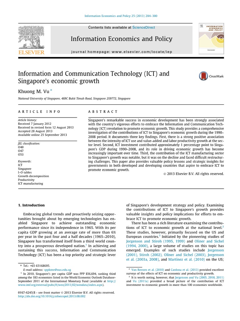 ICT Growth Singapore | PDF | Multicollinearity | Economic Growth