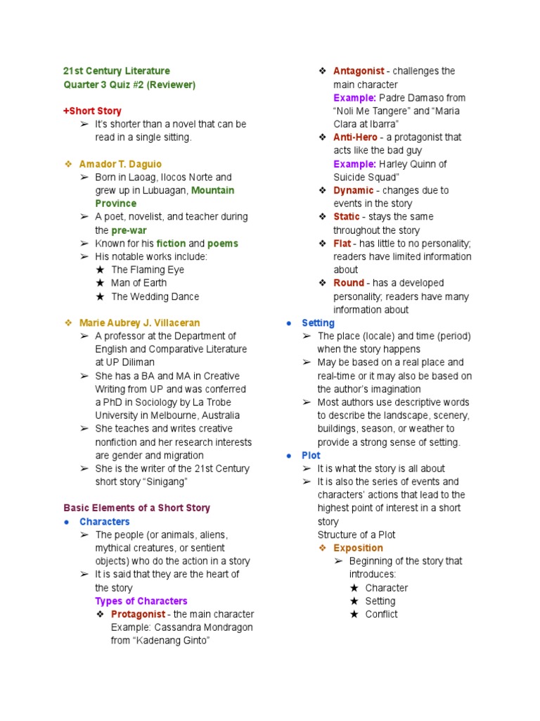 Analysis of the Elements of Short Story in Amador T. Daguio's 'The ...