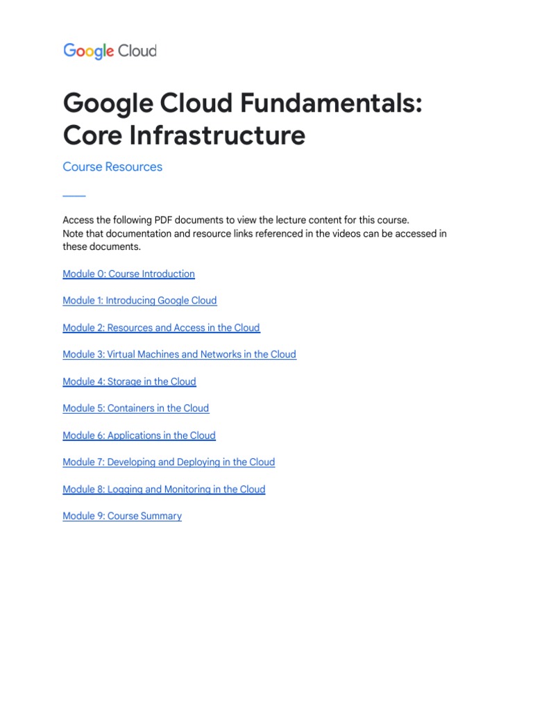 Google Cloud Course Resources | PDF