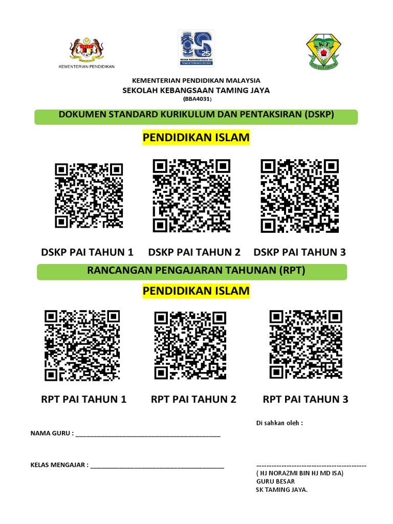 QR Code RPT DSKP Tahap 1 | PDF