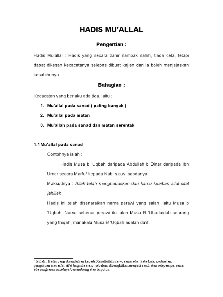 Hadis Mu'allah | PDF