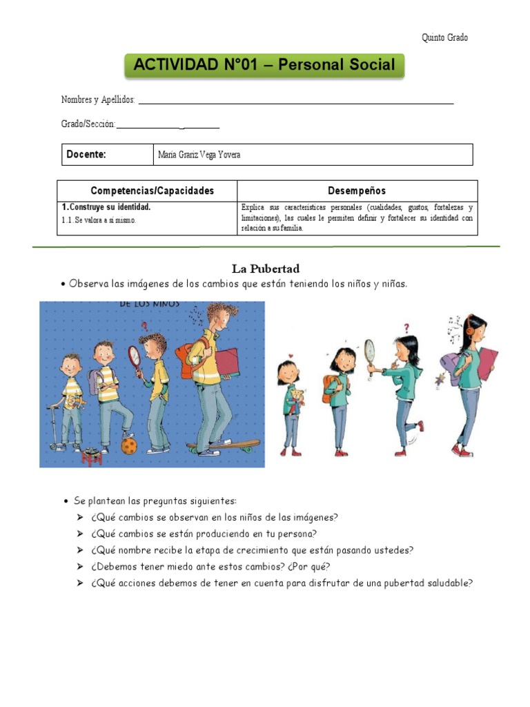 Actividad 1 Personal Social 5to Grado - Aprendo en Casa | PDF ...