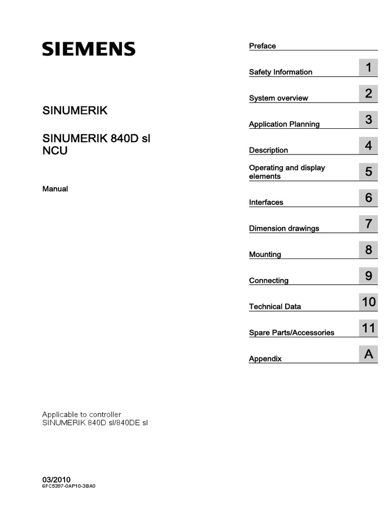 Sinumerik Sinumerik 840D SL NCU: 6FC5397-0AP10-3BA0 | PDF | Electrostatic Discharge | Electrical ...