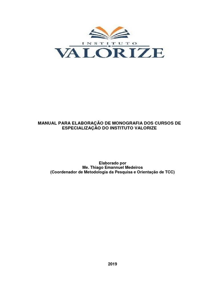 Manual de Monografia Instituto Valorize Regulamento Normas e Artigo ...