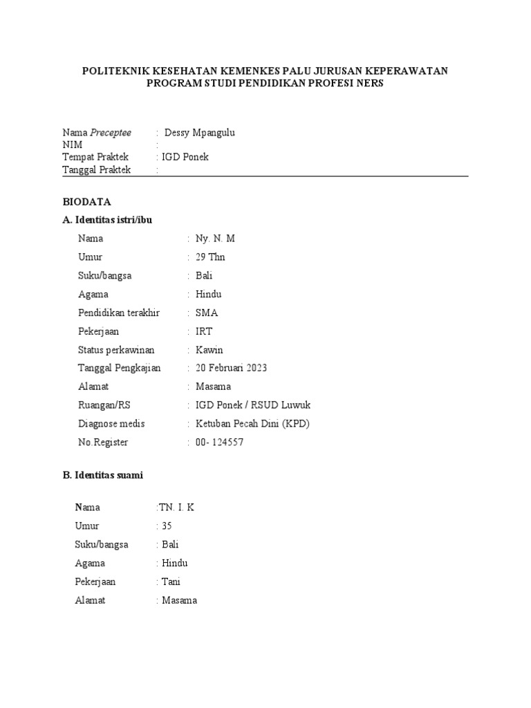 Resume Asuhan Keperawatan Maternitas | PDF