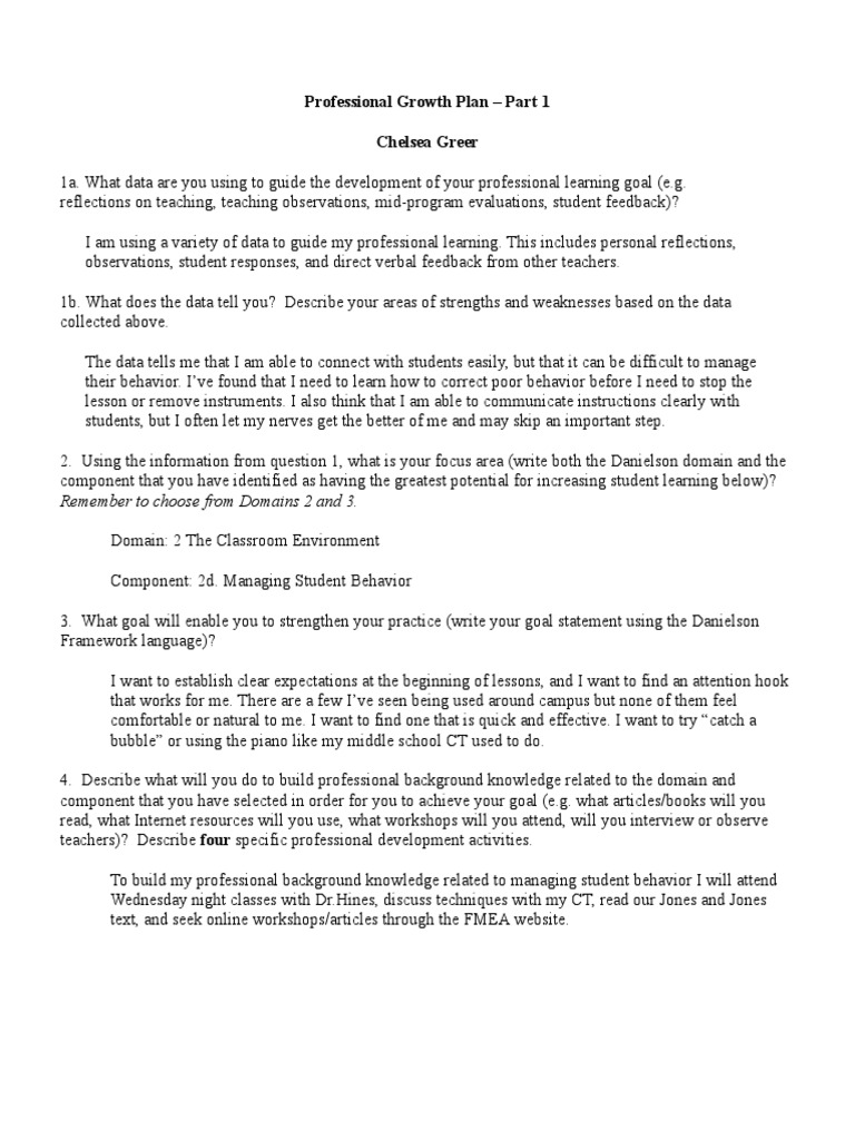 PGP Part 1 Chelsea Greer | PDF | Learning | Classroom Management