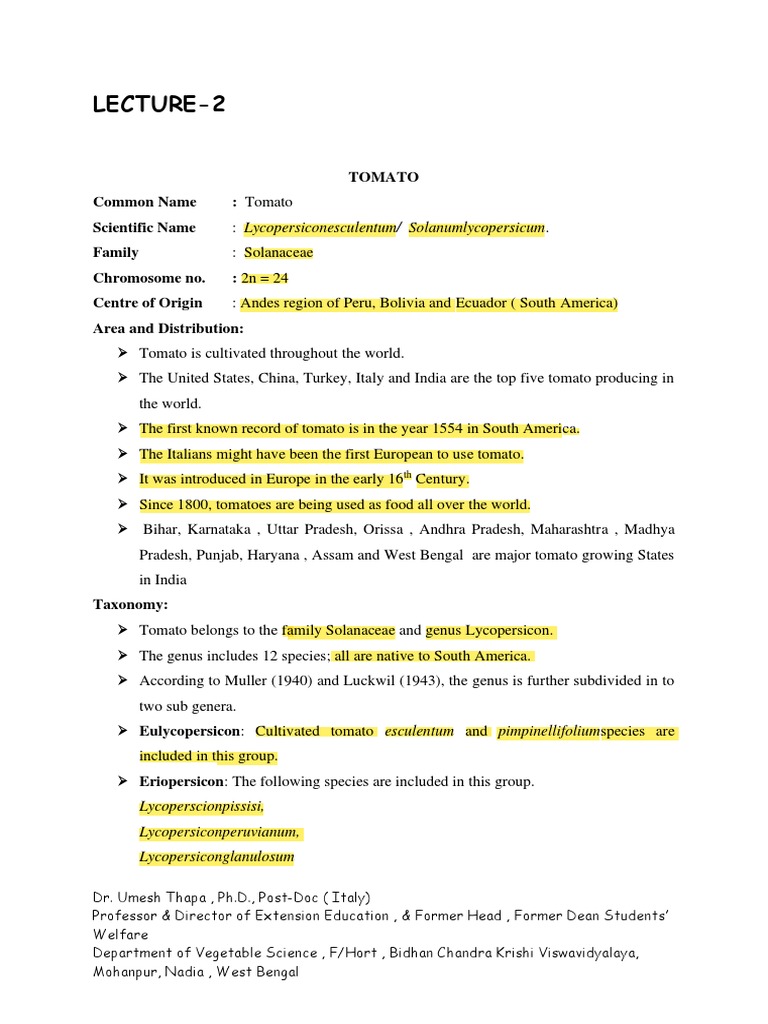 Tomato Notes 2020 | PDF | Tomato | Vegetables