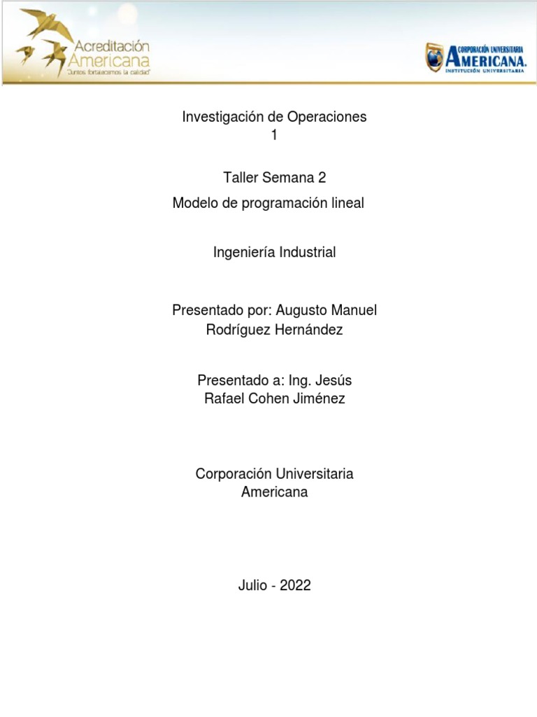 Semana 2 - Programación Lineal | PDF | Programación lineal ...