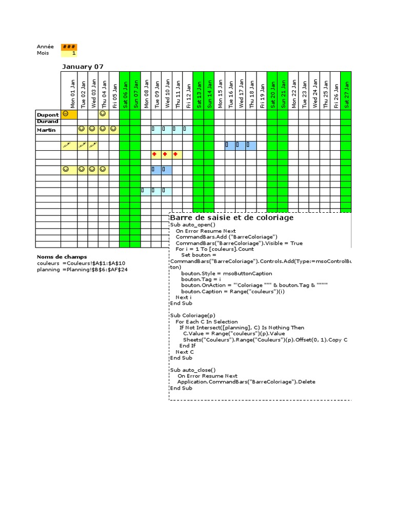 Planning Coloriage Barre 2 | PDF