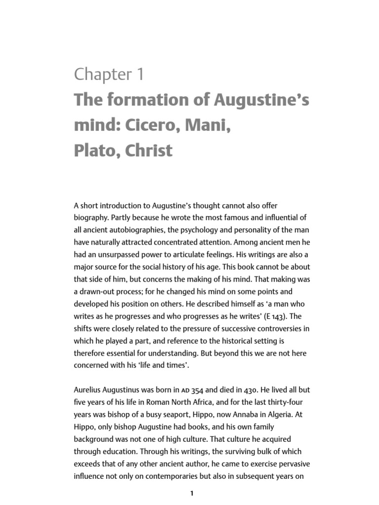 The Formation of Augustine's Mind: Cicero, Mani, Plato, Christ | PDF ...