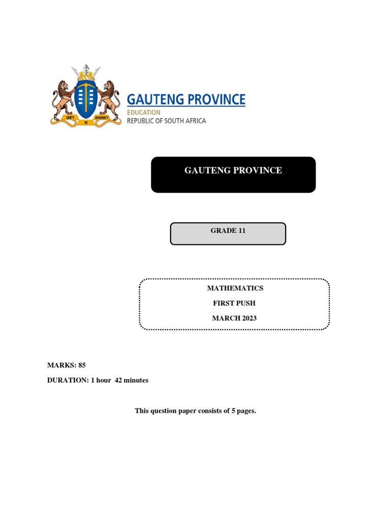 First Push 2023 Maths Grade 11 March 2023 | PDF | Square Root | Mathematical Analysis