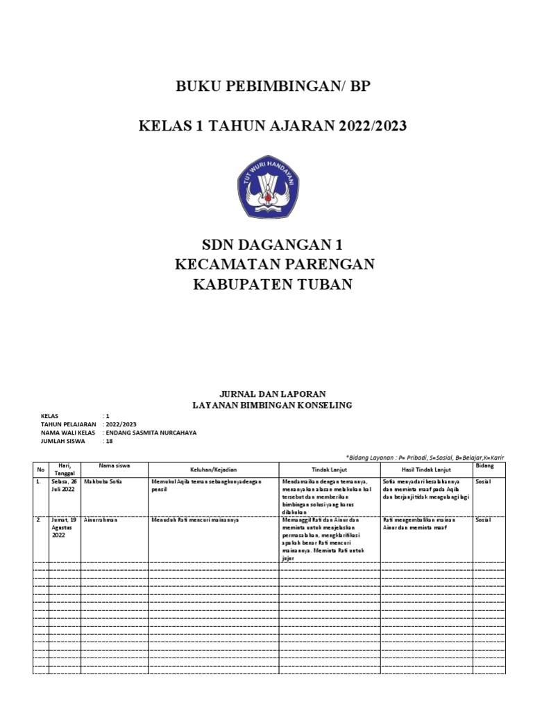 Buku Pembimbingan BP Kelas 1 | PDF