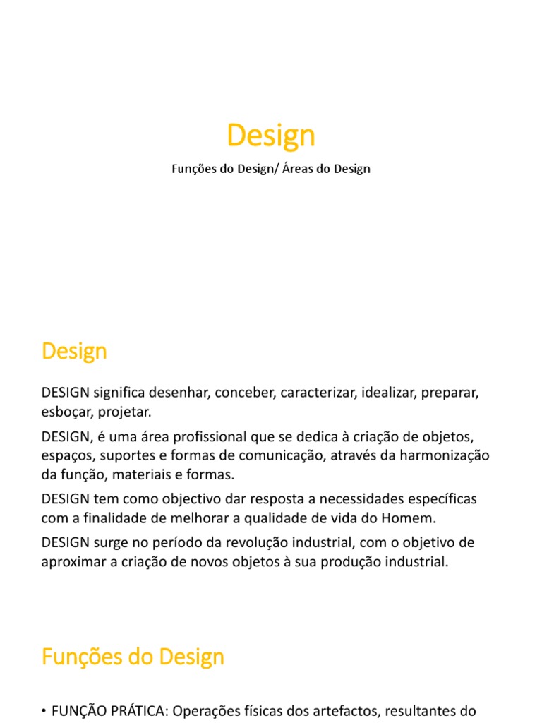 Design - Funções e Áreas Do Design FINAL | PDF | Esboço | Comunicação