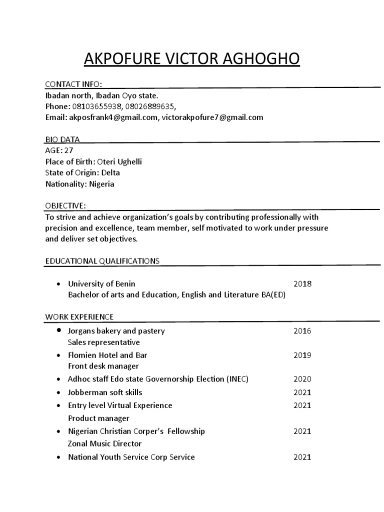 Akpofure Victor Aghogho | PDF
