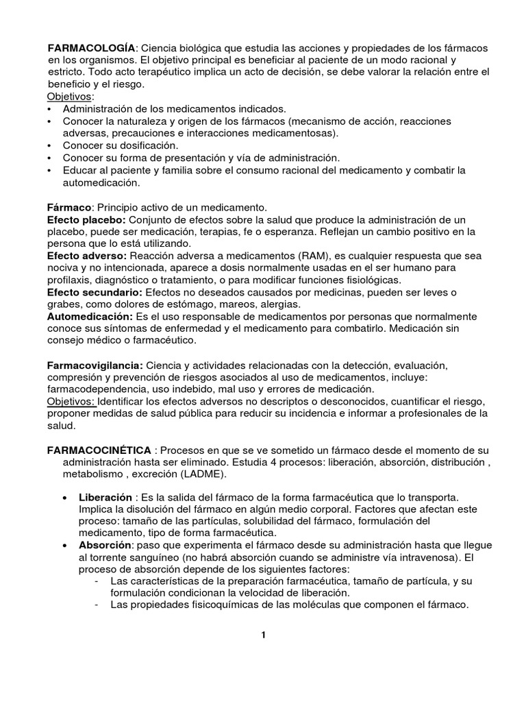 Resumen Farmacología Completo | PDF | Medicamentos con receta | Droga ...