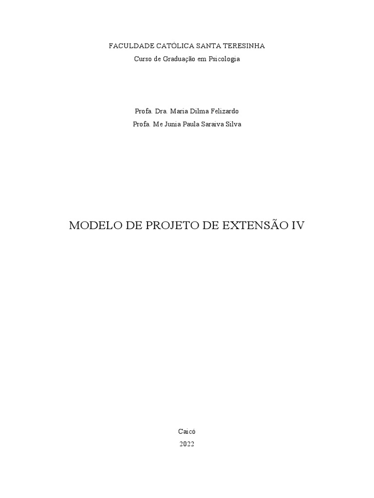 Modelo de Projeto de Extensão | PDF