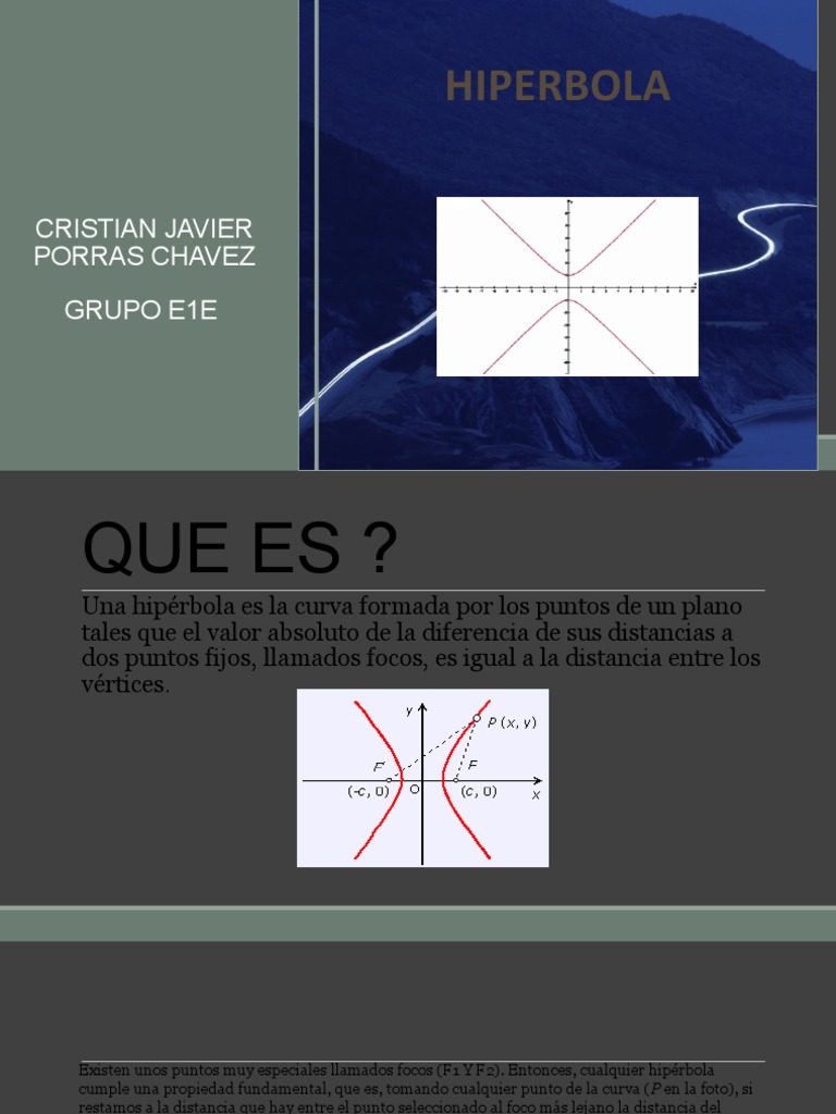 Hiperbola: Cristian Javier Porras Chavez Grupo E1E | PDF | Métodos y materiales de enseñanza