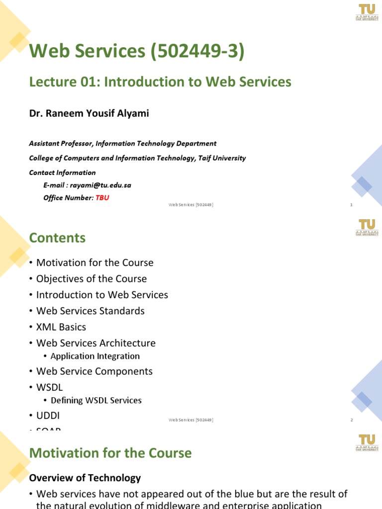 Lecture01 Introduction To Web Services Pdf Web Service Representational State Transfer 