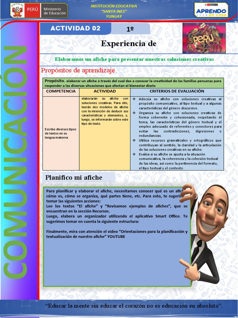 Actividad 02 - Experiencia de Aprendizaje 02 - Primero y Segundo - Com | PDF | Comunicación | Póster